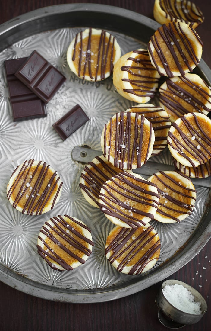 Pumpkin Tassies with Salted Bittersweet Chocolate Drizzle - Sprinkle Bakes
