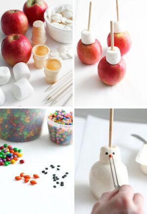 Candy Apple Snowmen - Sprinkle Bakes