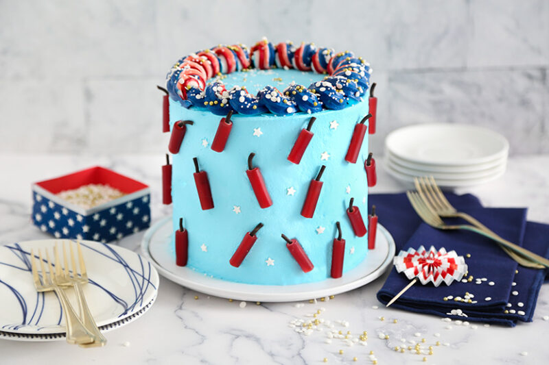 Red White and Blue Firecracker Cake - Sprinkle Bakes
